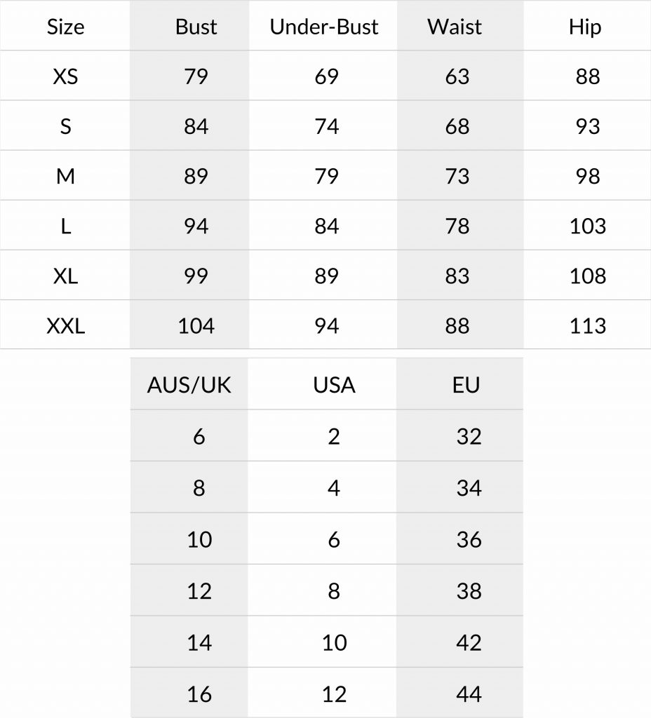 Body Size Guide | Swimwear Bali