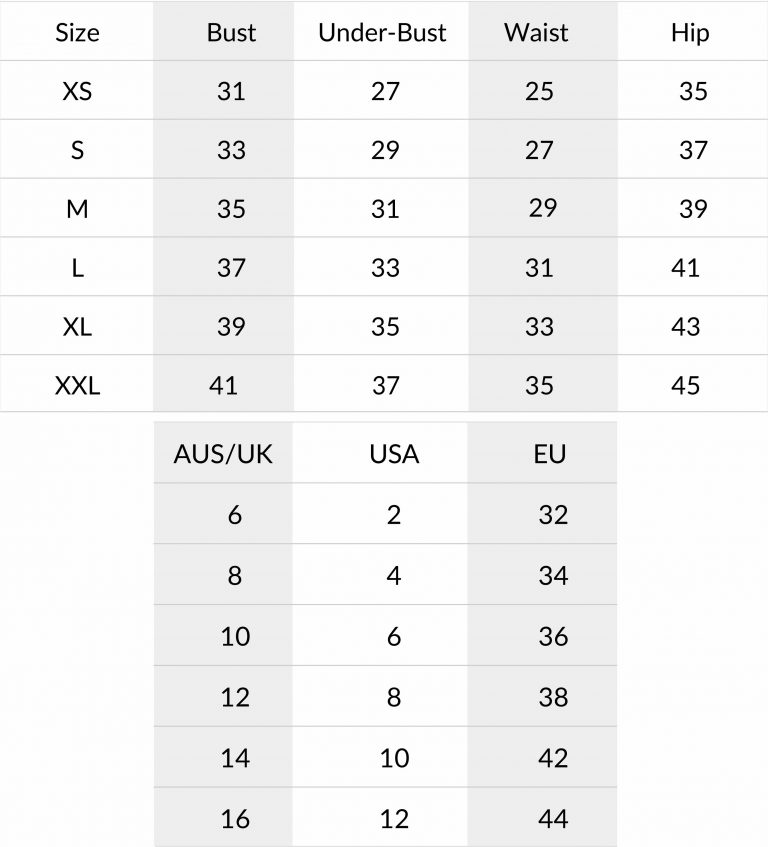 Body Size Guide | Swimwear Bali